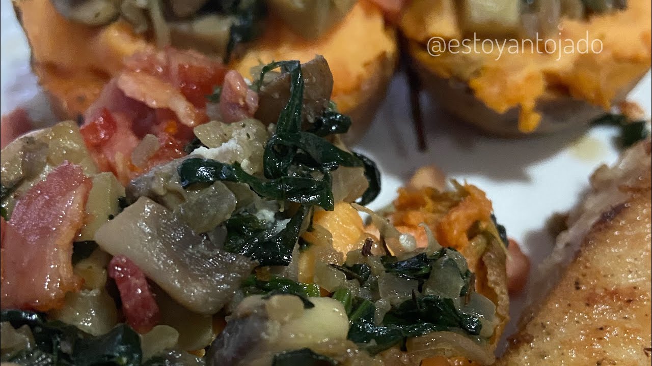 Camote relleno con champiñones - YouTube