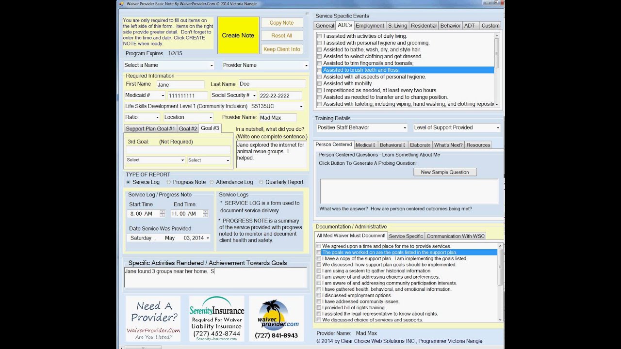 QkNotes™ Waiver Provider 2014 Call (727) 841-8943 - Quick Notes For FL ...
