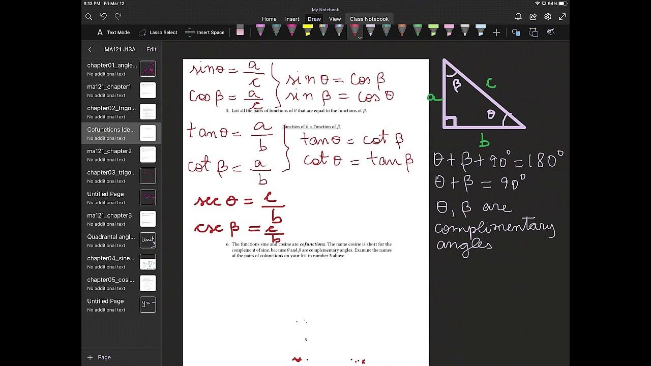 MA121 Unit 2 Part 2 Cofunctions - YouTube