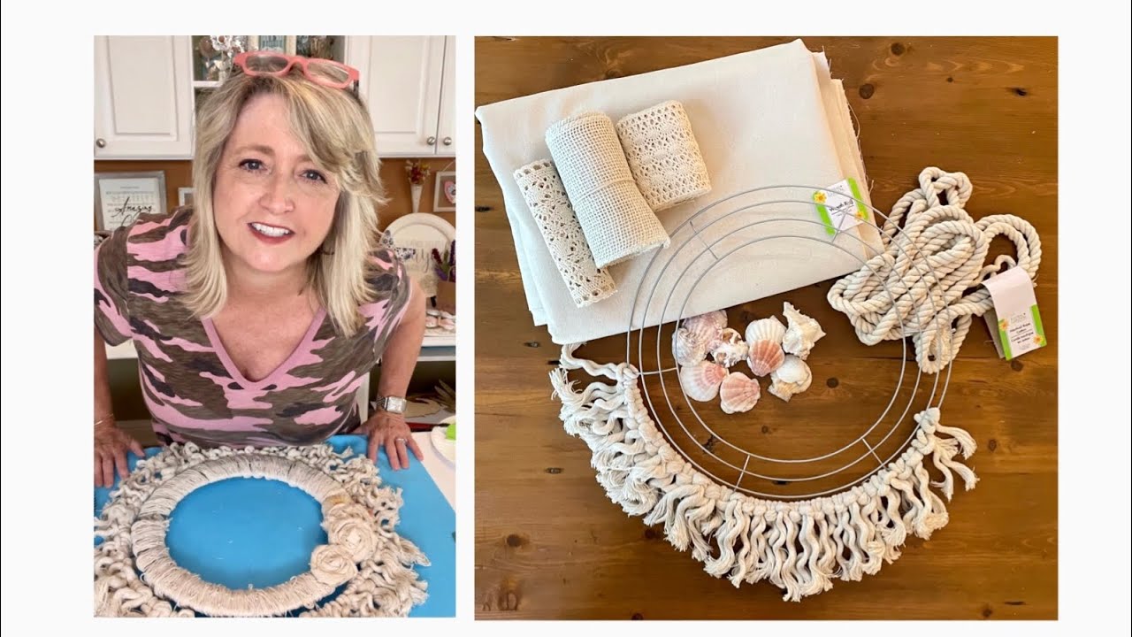 Dollar Tree Slip Knot Rope Wreath or Centerpiece Base with Fishing Net ...