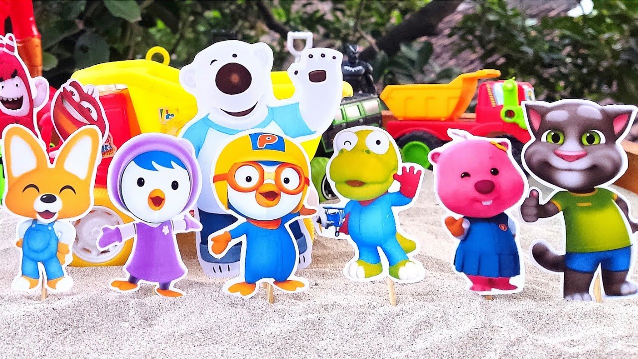 Pororo, Crong, Eddy, Pobby, Petty, Loopy dan Tom Bermain Di Pasir - YouTube