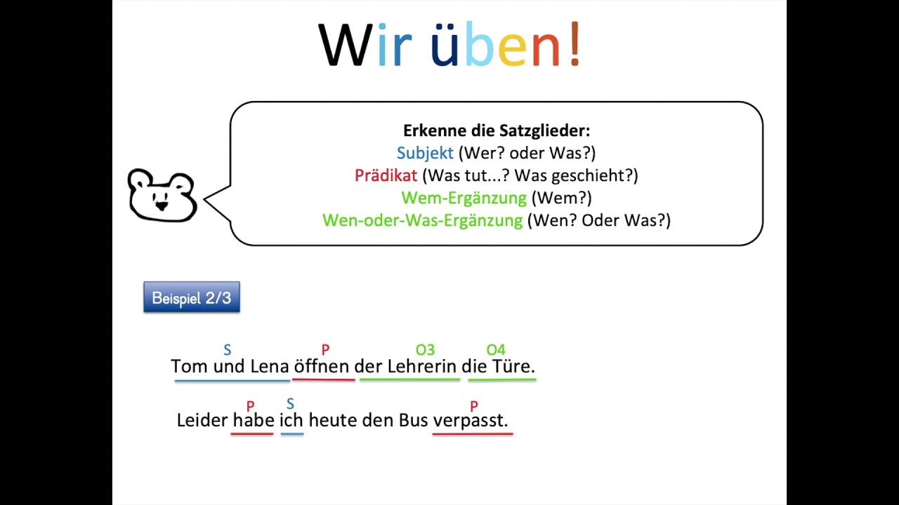 Satzglieder O3 O4 OE ZE mit Käpten Schlaubär - YouTube