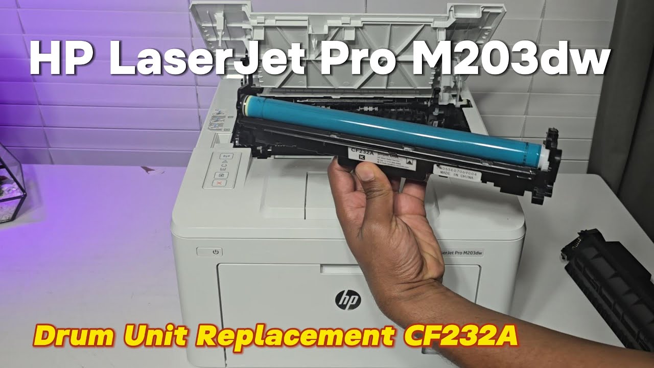 HP Laserjet Pro M203dw Installing a New Drum Unit - YouTube