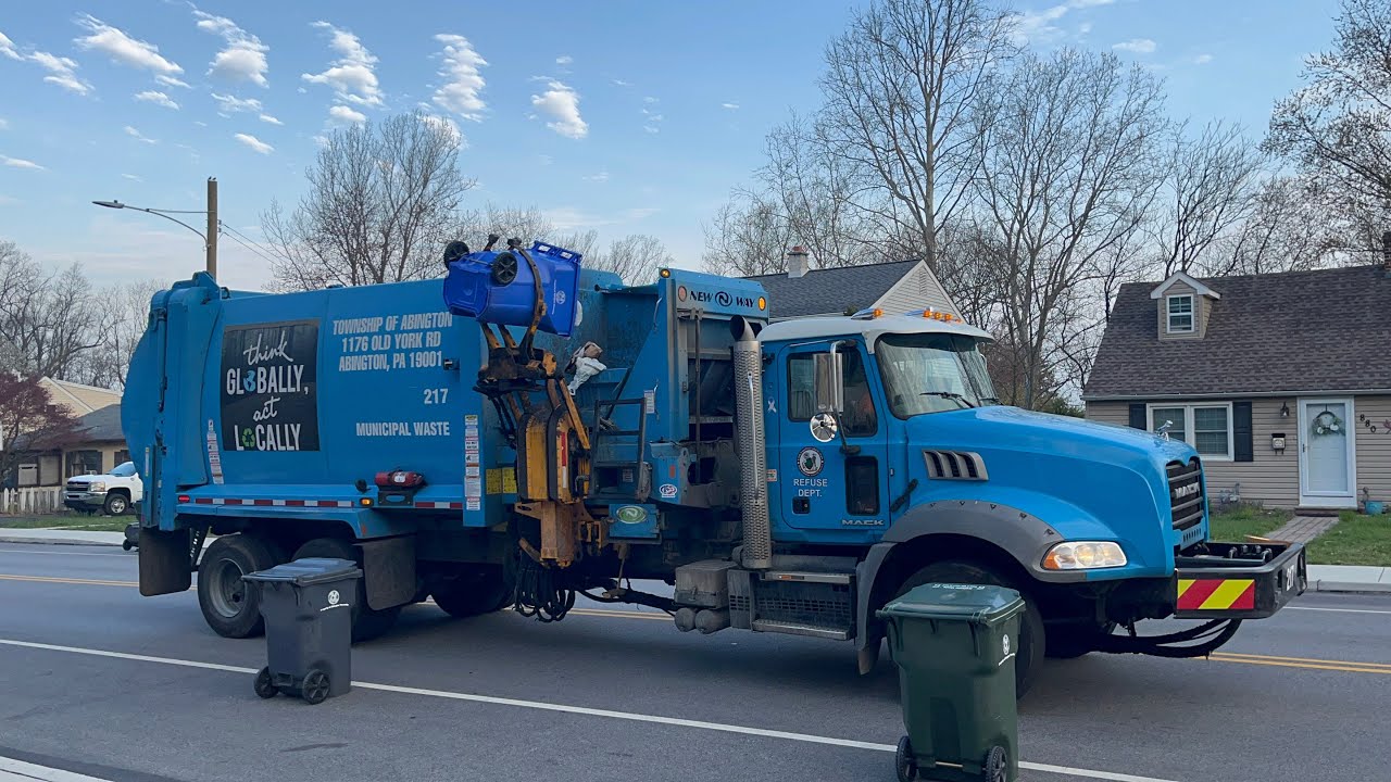 Abington Mack Granite NewWay Sidewinder side loader garbage truck - YouTube