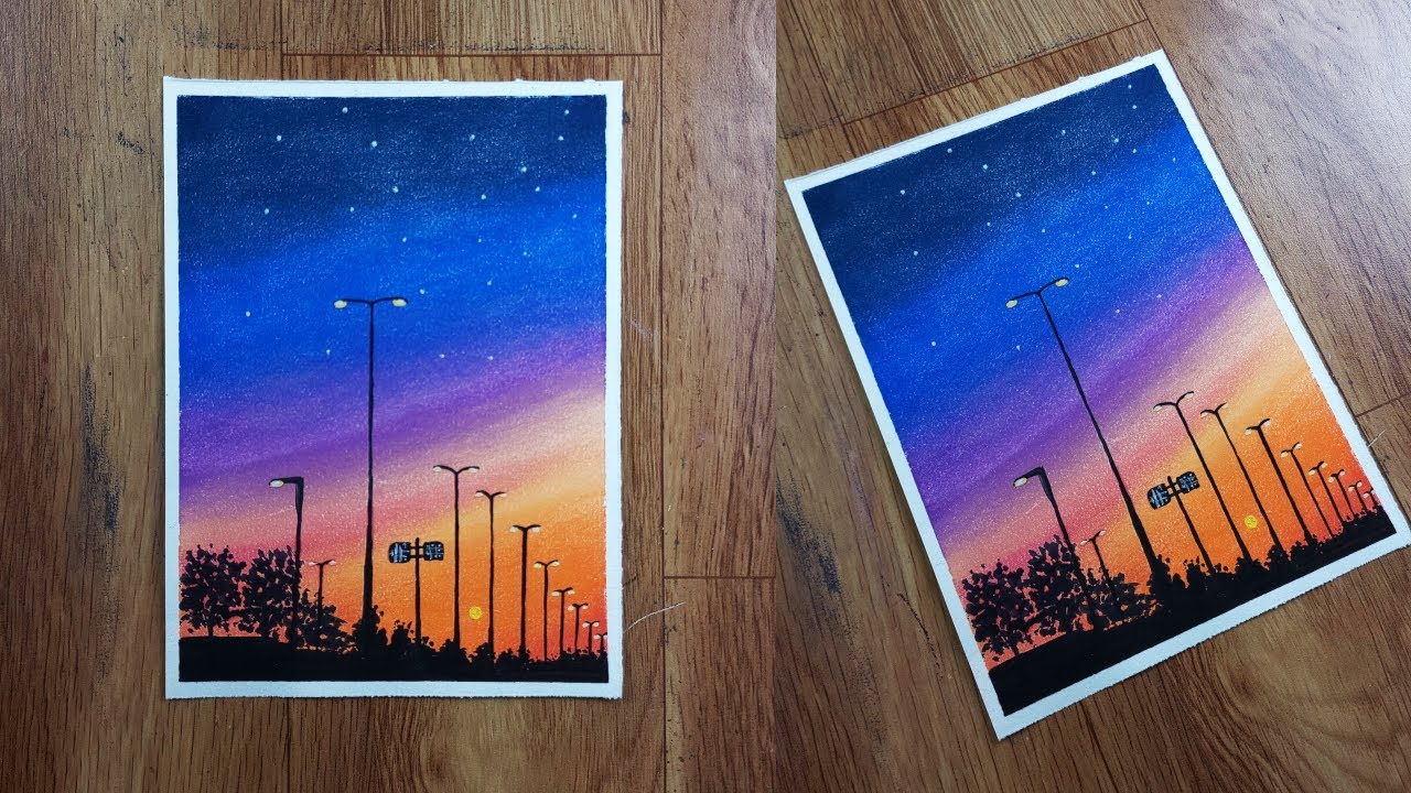 Sunset Drawing / Soft Pastel Drawing for beginners - step by step - YouTube