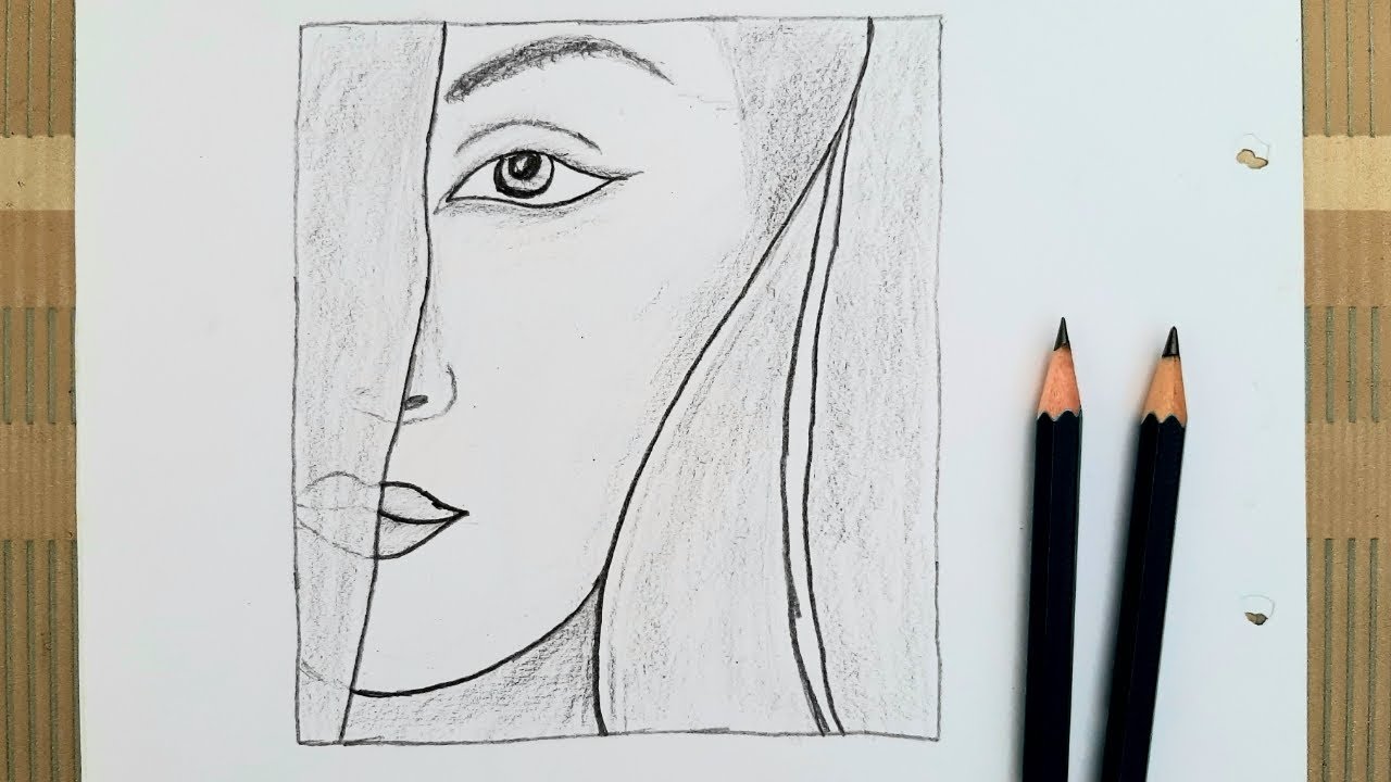 Very Simple pencil drawing Girl | Simple pencil sketch | Drawing ...