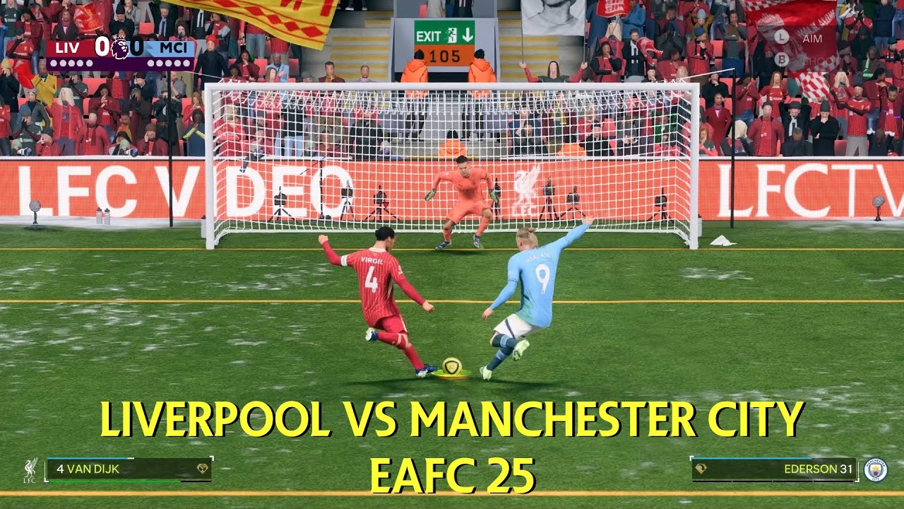 LIVERPOOL VS MANCHESTER CITY EAFC 25 PENALTIES #LFC #SOCCER - YouTube