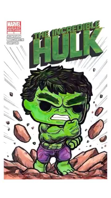 Timelapse Drawing Funko Pop Hulk (#685 HQ Exclusive) #funkoart #marvel ...