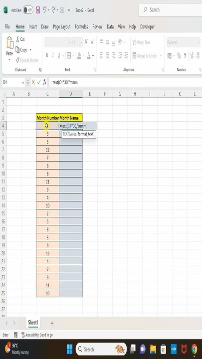 Month Number Ka Name Kaise Banaye Shortsfeed Exceltech Excelshortcuts Msofficeexcel