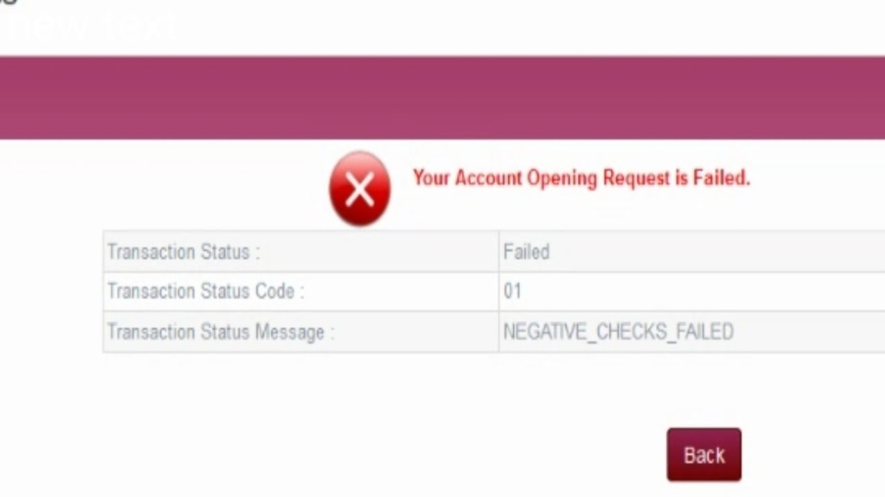 Negative Check Failed Error Axis Bank Account - YouTube