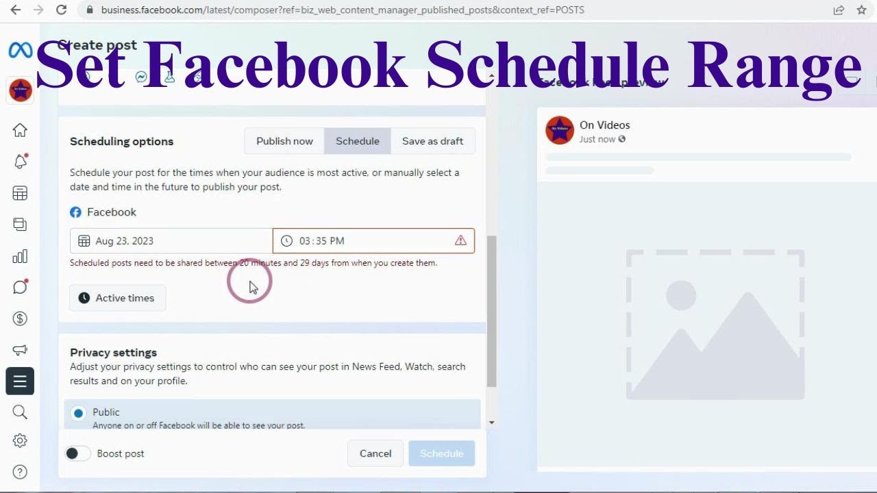How To Set Facebook Schedule Range For Your Facebook Post (2023) - YouTube