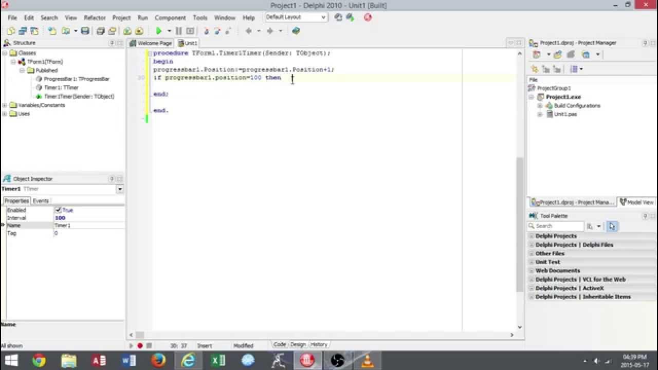 Embarcadero Delphi 2010: How to use a progressbar component - YouTube