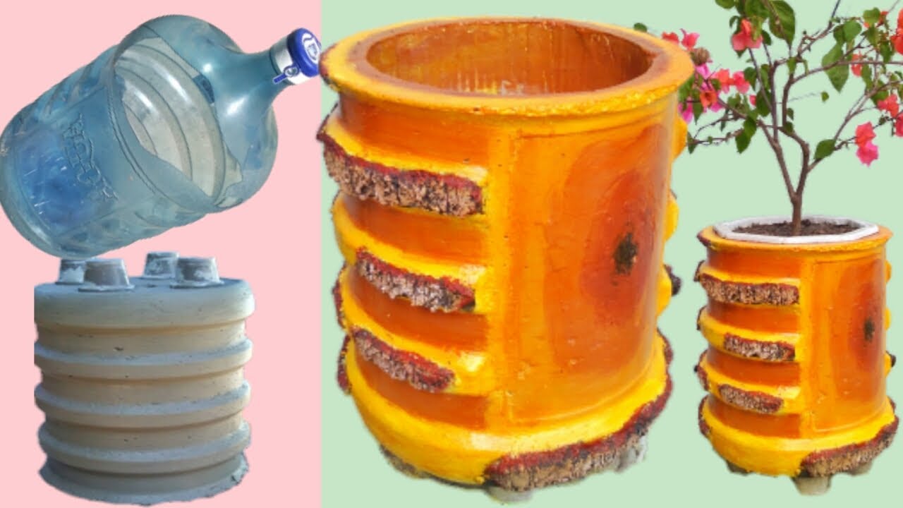 POT BUNGA MOTIF POHON KAYU TERBUAT DARI GALON AIR BEKAS | Diy, ide ...