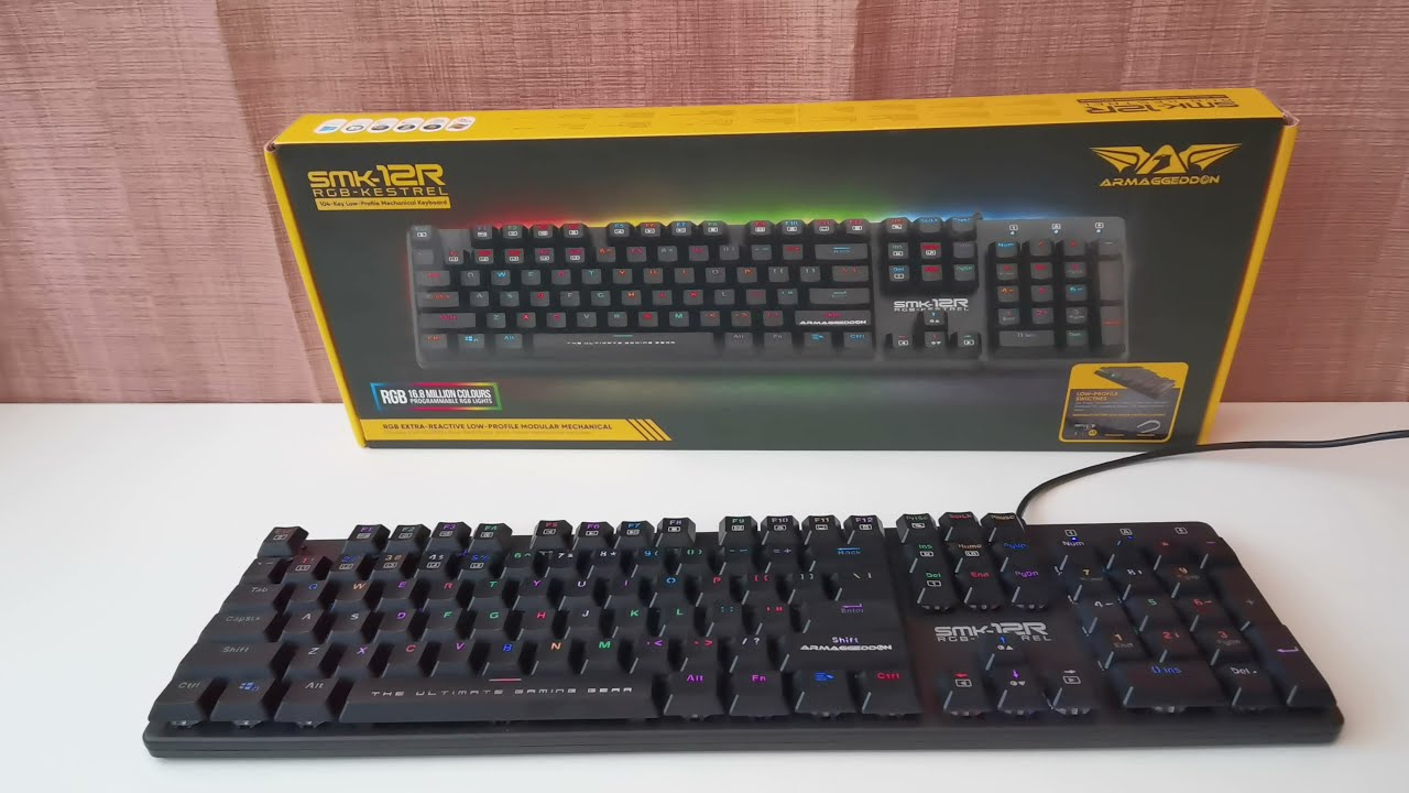 Armaggeddon Low Profile Mechanical Keyboard RGB Kestrel SMK 12R - YouTube