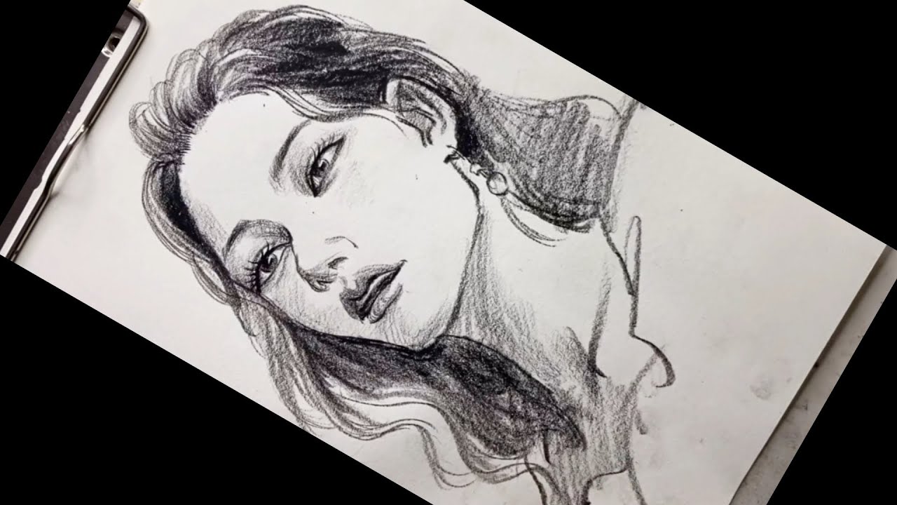 How to Draw a Portrait of Girl Using Reference Photo - Drawing Face ...