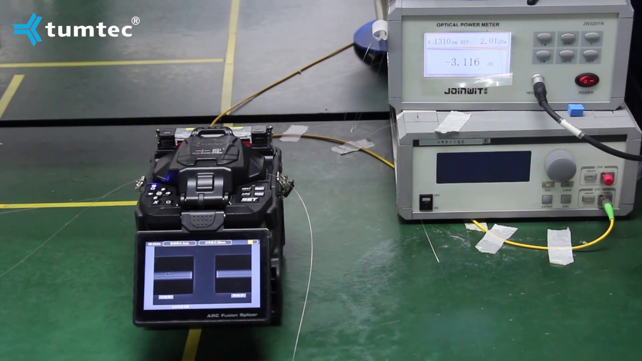 Tumtec fusion splicer V9+ splicing loss test - YouTube