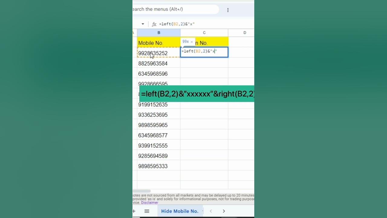 Hide Mobile Numbers In Excel Formula Detail excel shorttrick mexcel hide-mobile-numbers-in-excel-formula-detail-excel-shorttrick-mexcel