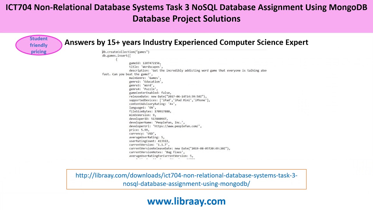 ICT704 Non-Relational Database Systems Task 3 NoSQL Database Assignment Using MongoDB - YouTube