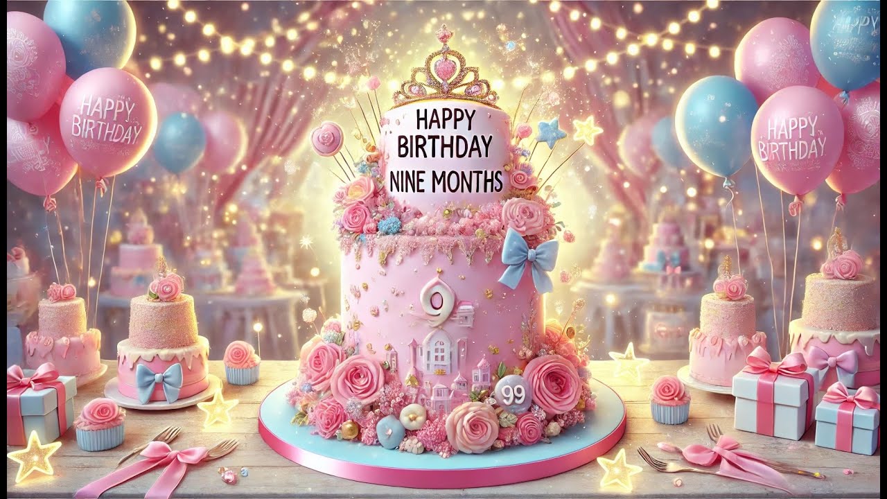 🎉 Milestone Baby: Happy 9-Month Birthday Cake Celebration for Baby Girl ...