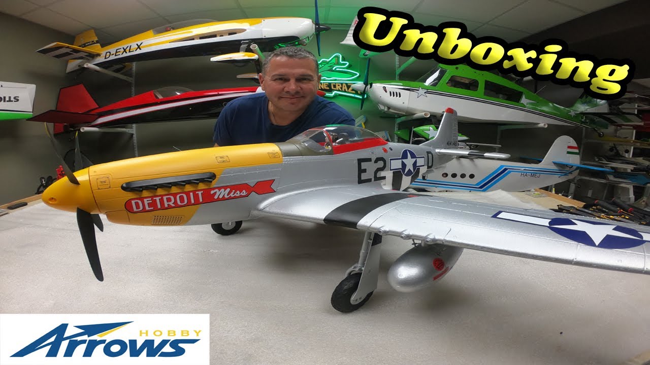 Unboxing the Arrows P51D 1100mm Detroit Miss from HobbyZone - YouTube