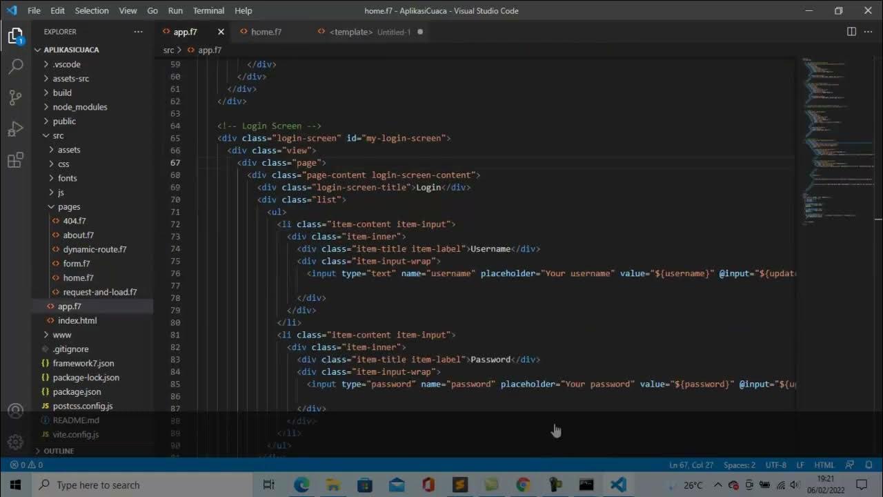 Membuat aplikasi informasi cuaca dengan Framework7 - YouTube