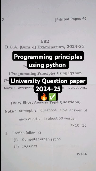 Programming principles using python || BCA 1st Semester question paper 2024-25 (Nep - 2020) 🔥 ...