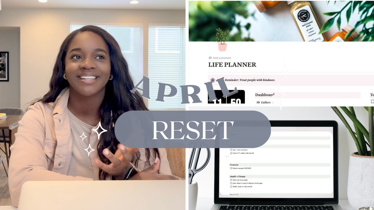 APRIL MONTHLY RESET | setting & reviewing goals, starting to budget ...