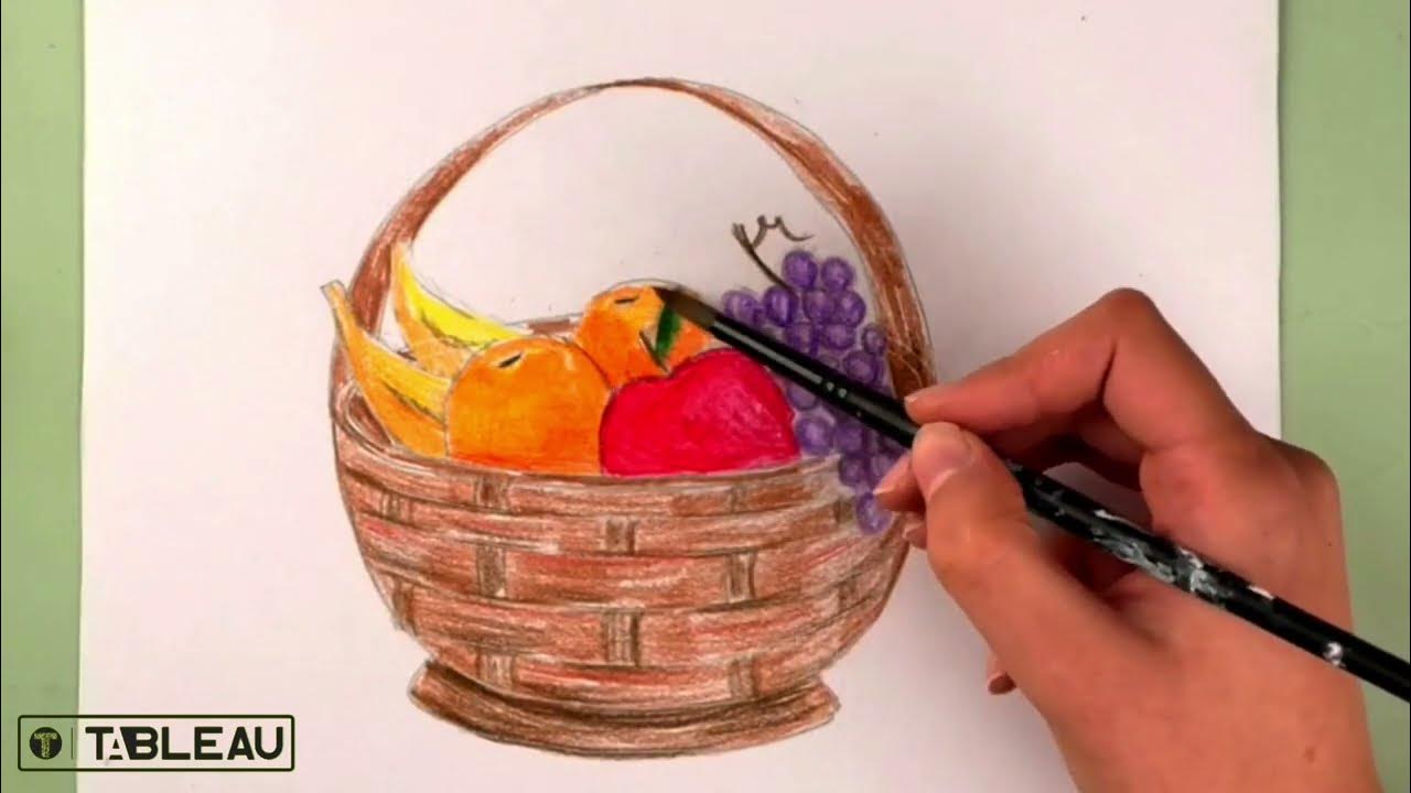 طريقة رسم سلة فواكه للمبتدئين How to draw Fruit Basket easy drawing ...