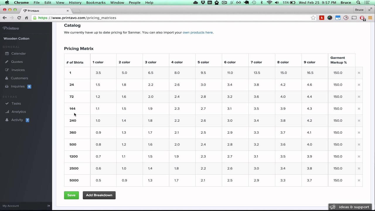 Printavo - Pricing Matrix Demo - YouTube