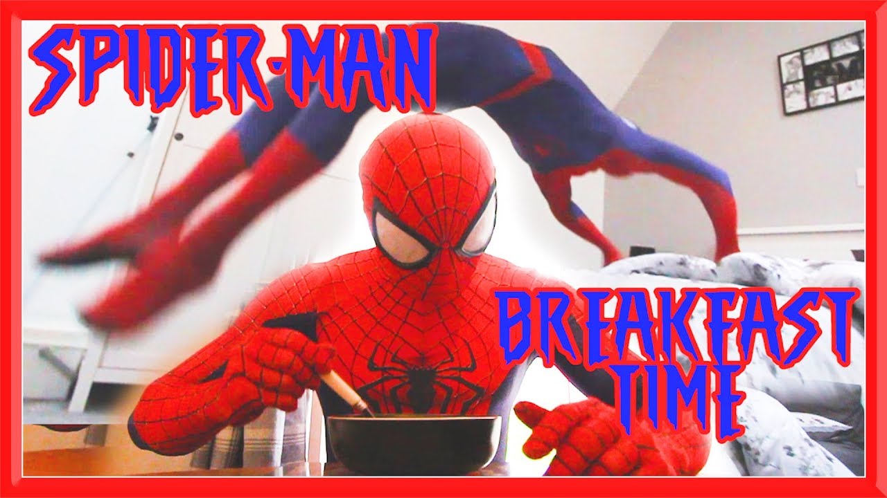 SPIDERMAN BREAKFAST TIME in Real Life | Flips & Kicks - YouTube