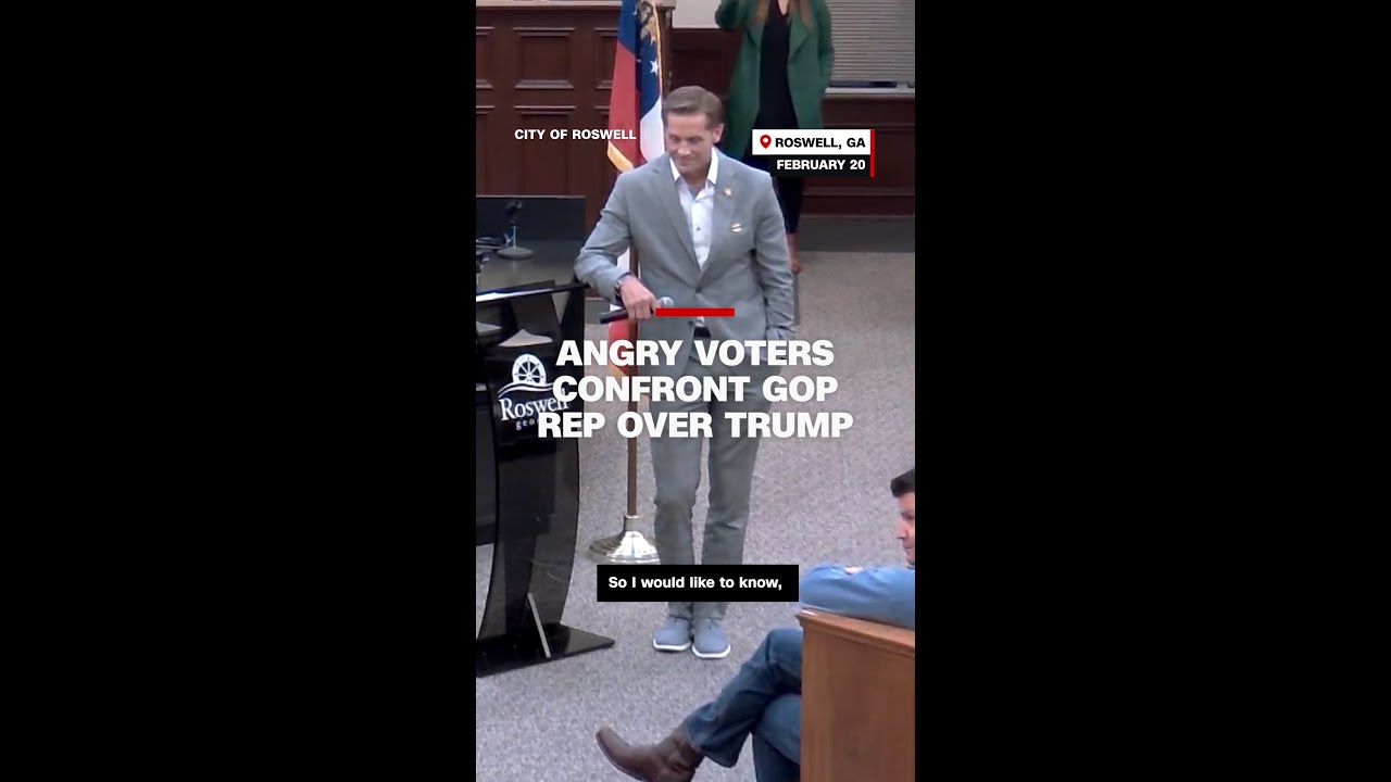 Angry voters confront GOP representative over Trump - YouTube