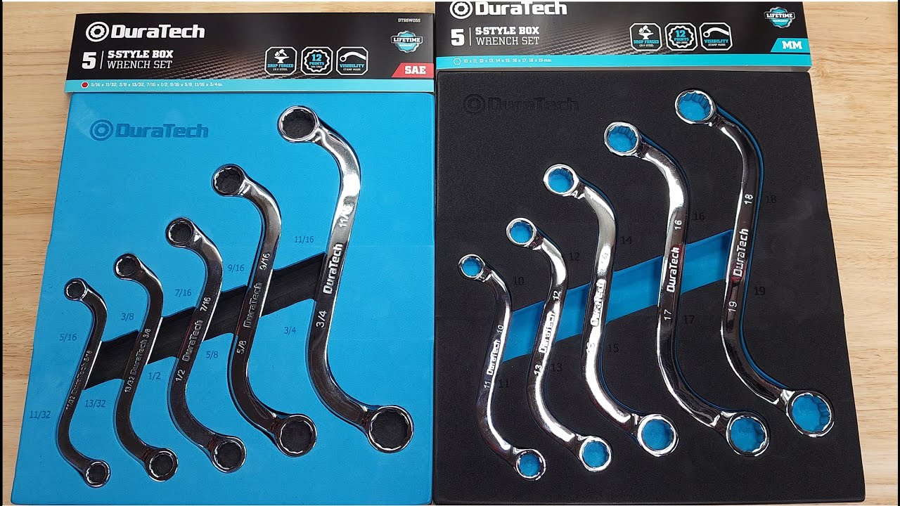 DuraTech S-Style Box Wrench Set with Tray - Metric and SAE - YouTube