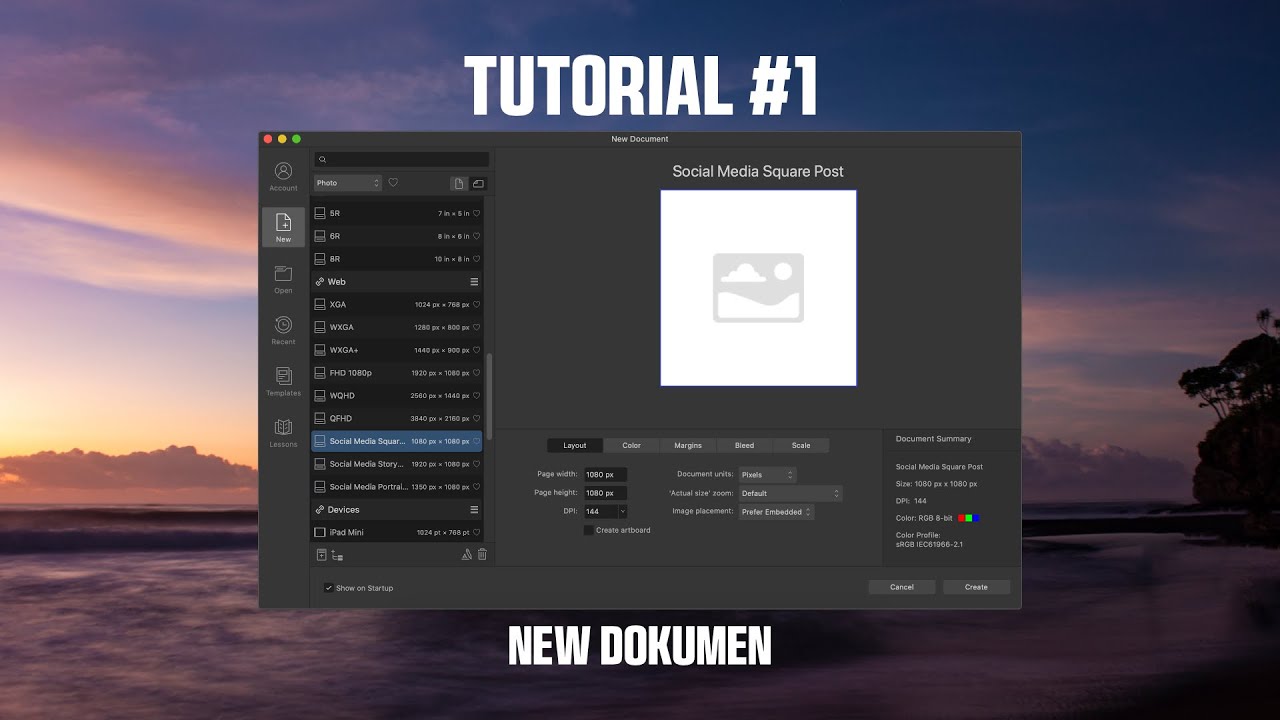 Tutorial Affinity Designer #1 - New Dokumen - YouTube