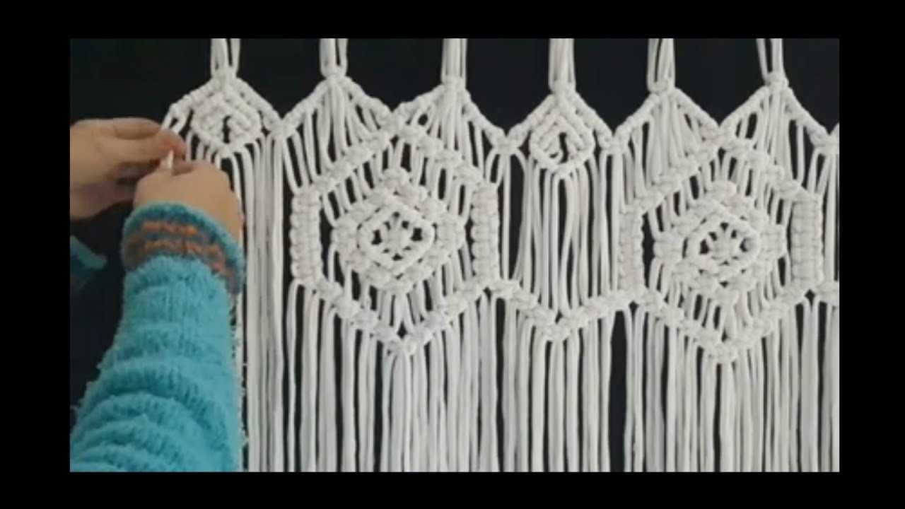 Tutorial Cortina en Macramé. Macrame Curtain *24 - YouTube