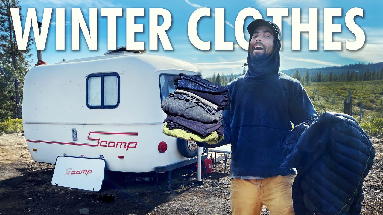 MICRO WARDROBE // Our Winter Clothing // 13ft Scamp Trailer - YouTube
