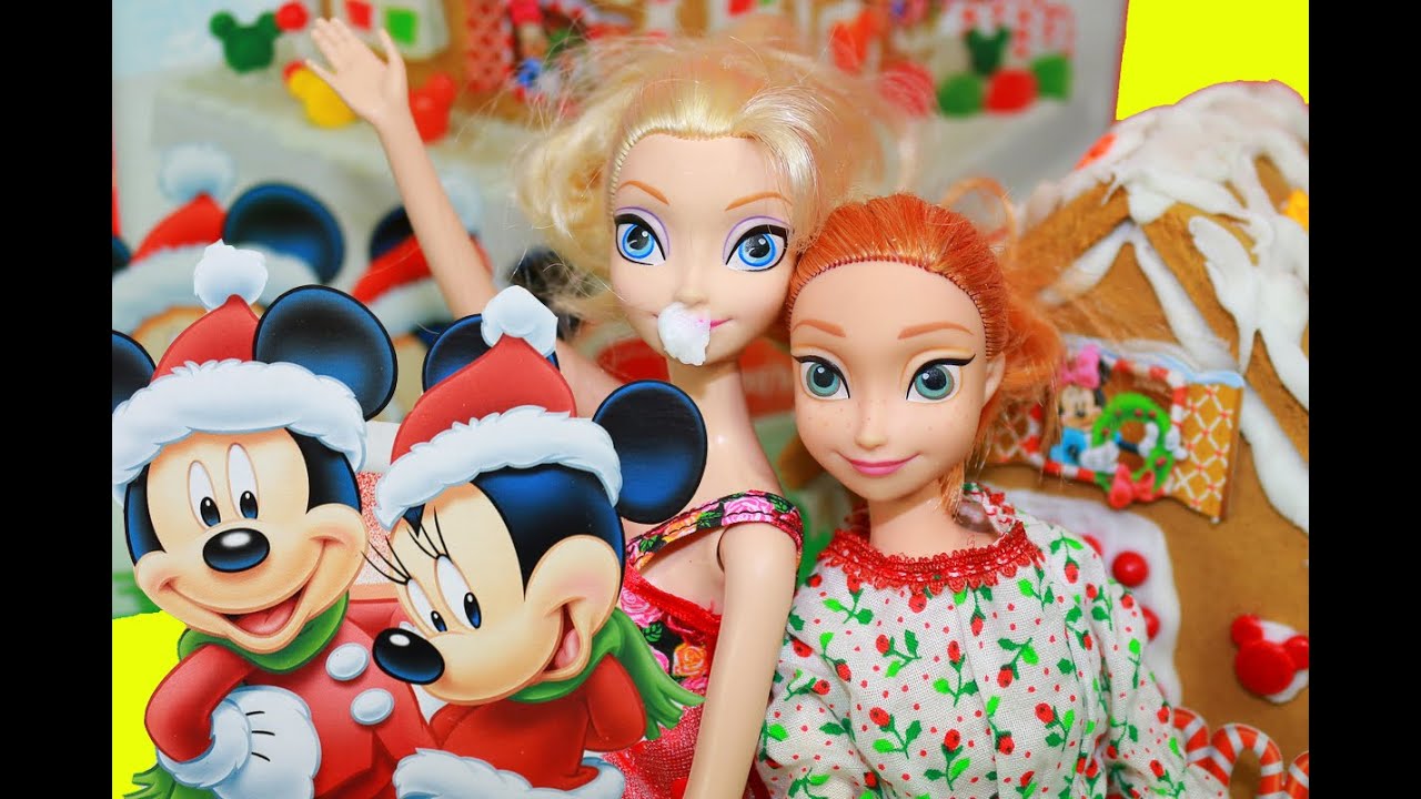 Mickey Mouse Princess Anna Elsa Gingerbread House Toy - YouTube