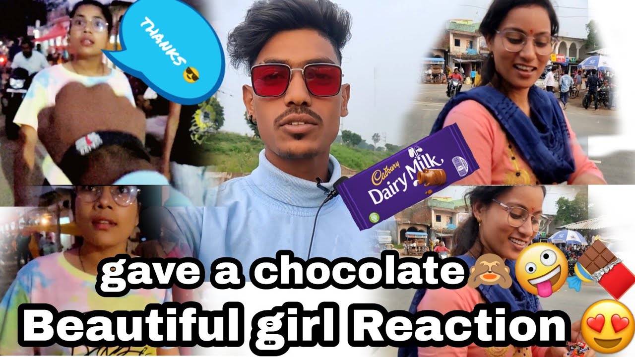 Gave Chocolate 🍬🍭 Beautiful girl Reaction 🤩//#chocolate #reaction # ...