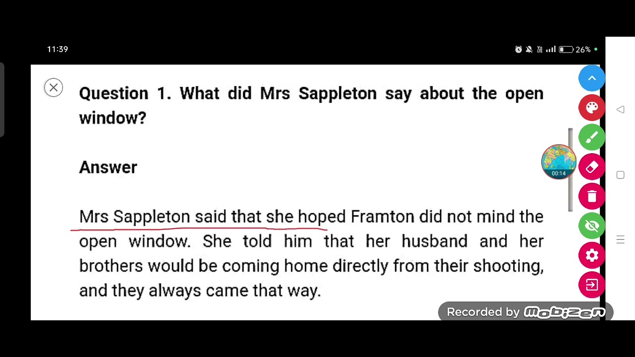 What did Mrs Sappleton say about the open window? - YouTube
