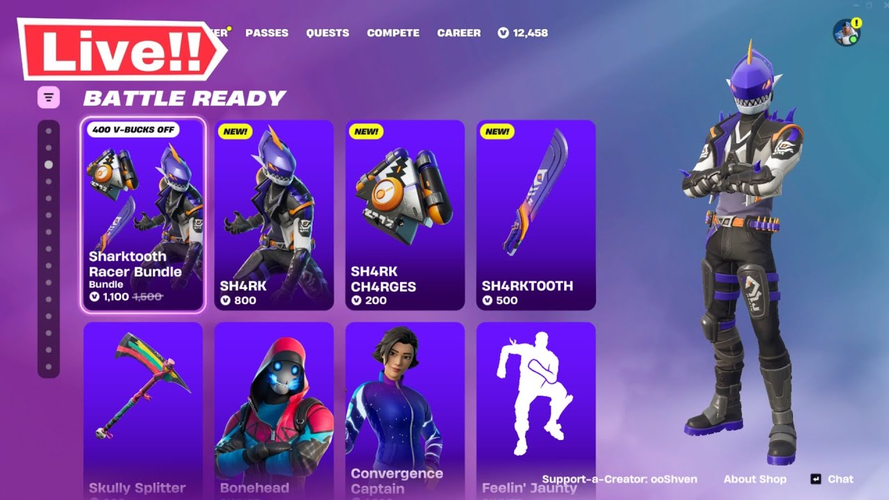 🔴*NEW* Fortnite SH4RK BUNDLE ITEM SHOP OUT NOW July 22! (Chapter 6 LIVE ...