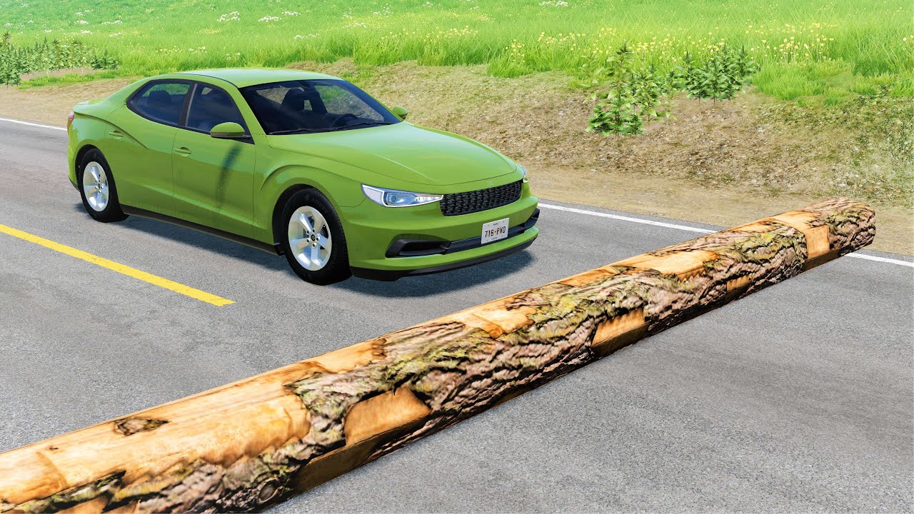 CArs vs Fallen Tree #2 - BeamNG.Drive - YouTube