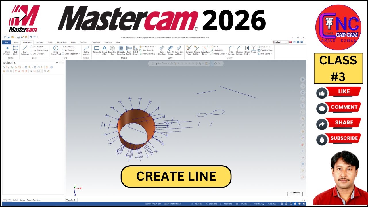 #3 MASTERCAM 2026 | How to CREATE LINE Mastercam 2026 | MASTERCAM 2026 LINE KESE KARE | - YouTube