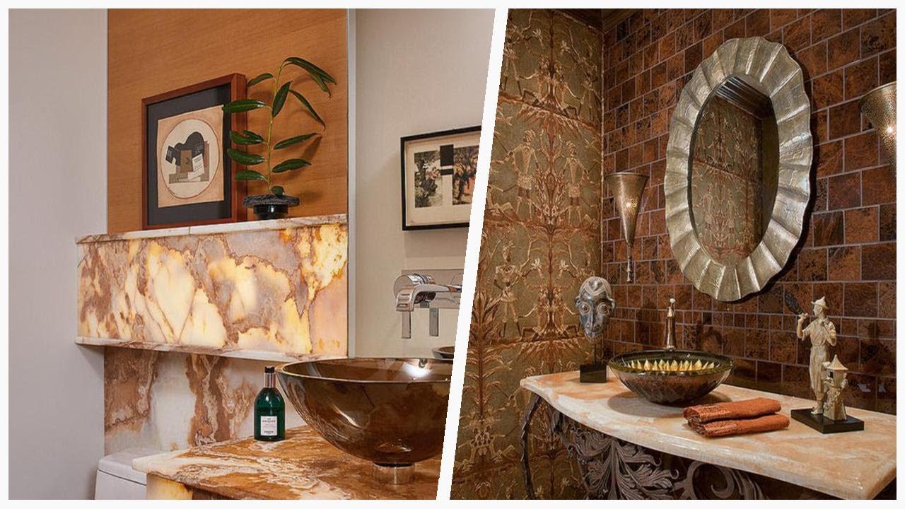 75 Powder Room With Onyx Countertops And Laminate Countertops Design ...