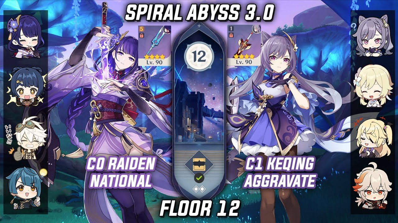 C0 Raiden National Team And C1 Keqing Aggravate Spiral Abyss 3 0 Floor