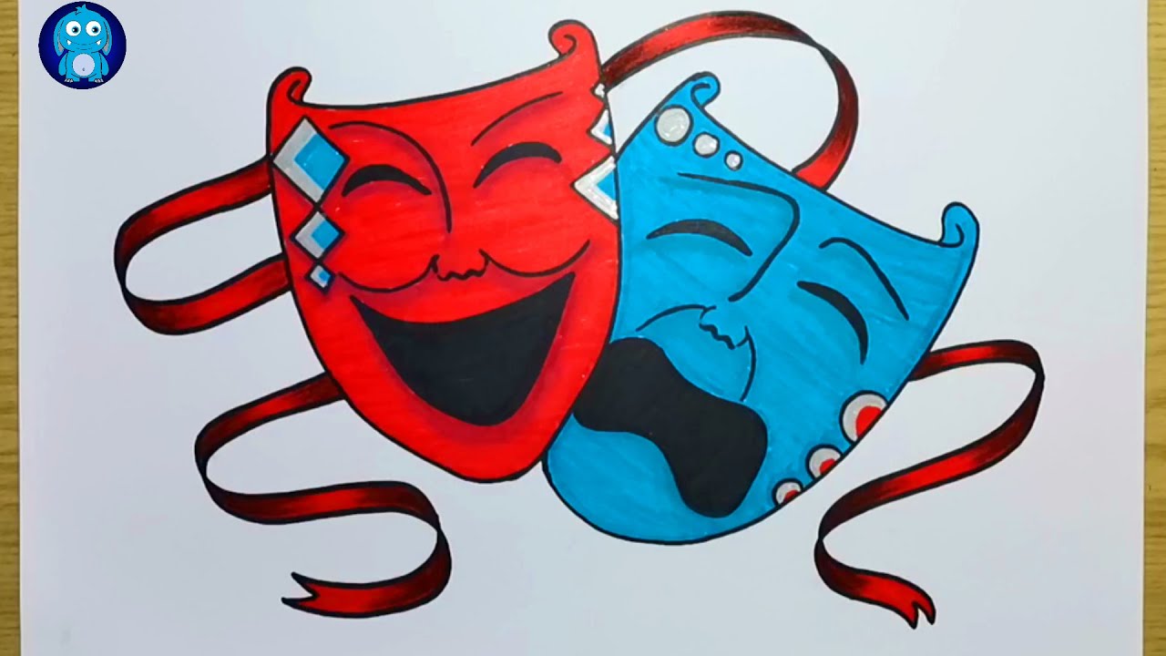 Dünya Tiyatrolar Günü 🎭 Tiyatro Maskesi 🎭 Theatre Mask Drawing (27th ...
