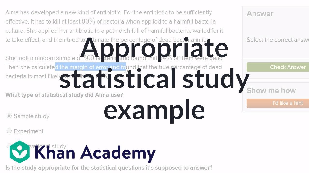 Appropriate statistical study example | Probability and Statistics ...