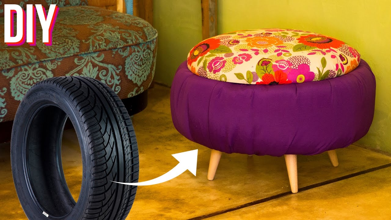 DIY - PUFF FOFINHO DE PNEU!!! - YouTube