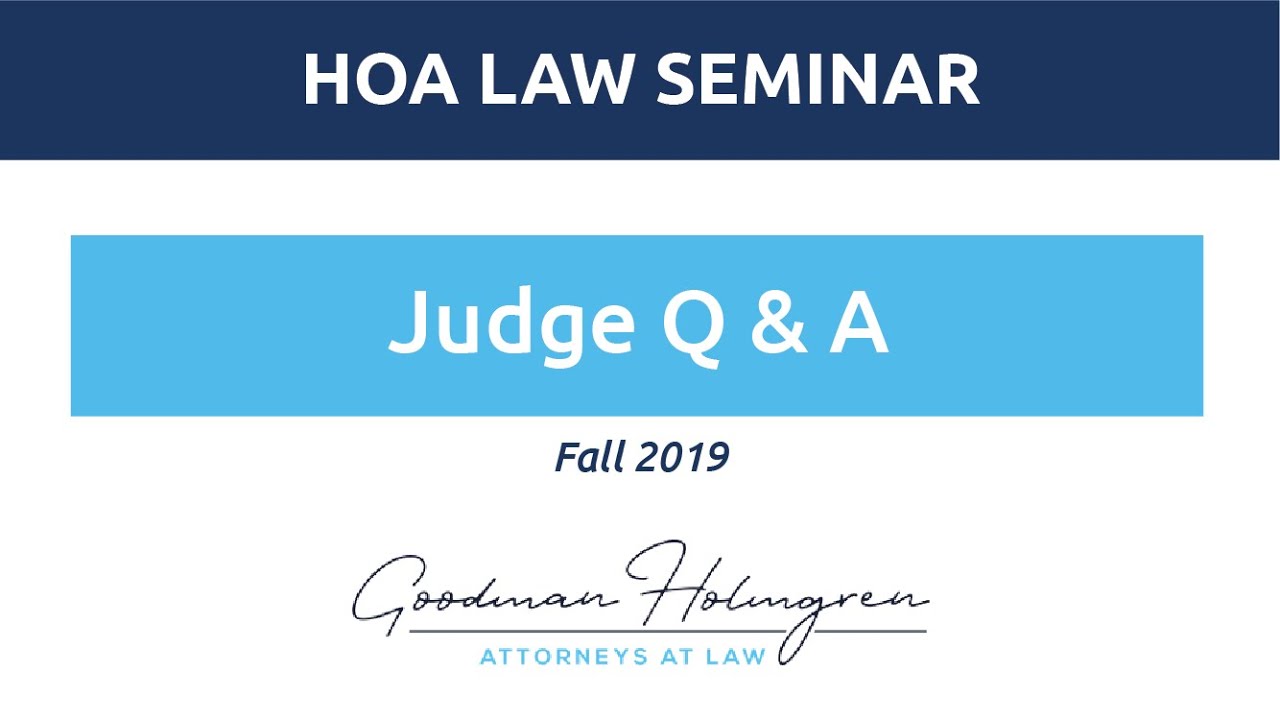 Seminar: Judge Q & A - Goodman Holmgren - Fall 2019 - YouTube