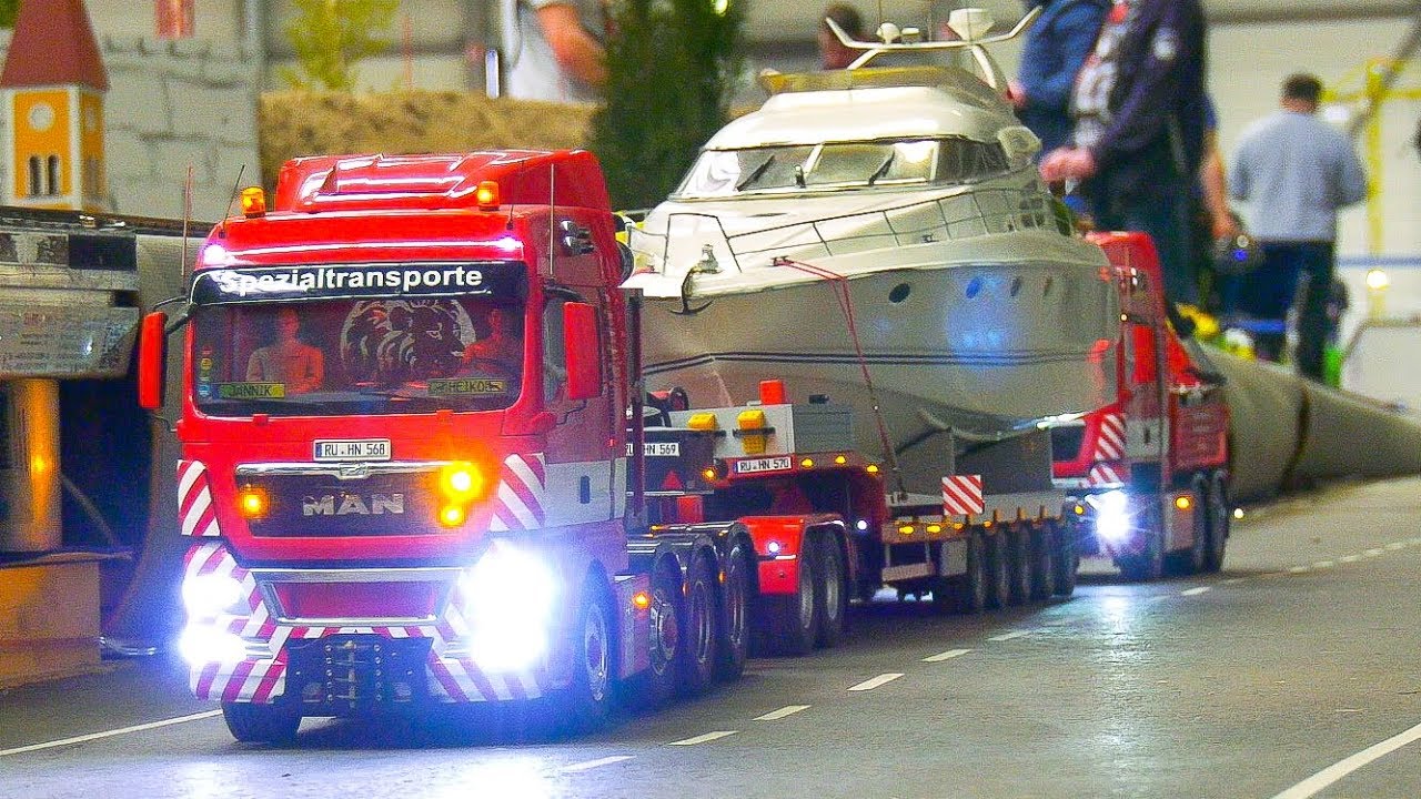 MEGA RC TRUCK HEAVY WEIGHT YACHT TRANSPORT!! RC MAN|RC BUS|VOLVO|RC ...
