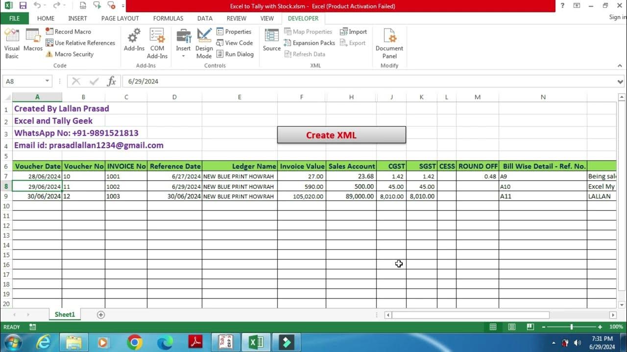Excel to Tally with Stock|Import Item Wise Sales Entry Excel To Tally Prime|without software|VBA ...