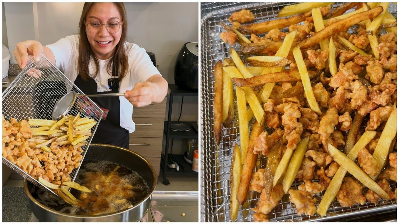 Homemade chicken popcorn and fries recipe - YouTube